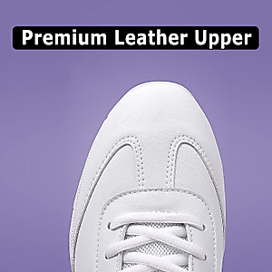FLIOZY Womens Cheer Dance Shoes Girls White Cheerleading Competition Sports Shoes Fashion Breathable Athletic Walking Sneakers White Leather 36