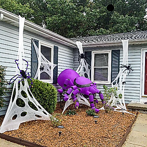 ANYGIFT DIY Halloween Spider Web Cloth Decorations,10 x 5.33Ft Stretchy Spiderweb for Halloween, Spooky Giant Spider Web Decorations for Outside House Halloween Outdoor Decor(White)