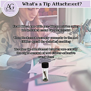 Art Institute Glitter Designer Dries Clear Adhesive Clear Glue Kit Bundle-3 Items 8oz,2oz and Metal Tip, Multicolored