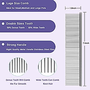 Slicker Brush for Dogs & Pet Comb Value Kit,Large Dog Slicker Brush for Goldendoodles Poodles Doodle with Ergonomic Solid Wooden Handle Best Extra Long Pin Dog Grooming Brush Haired Dogs