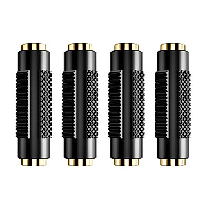 SNLLMZI 5pack 3.5 mm Female to Female Adapter, 3.5mm Stereo Jack to 3.5mm Stereo Jack Adapter Connectors Stereo Coupler Female to Female - Gold Plated
