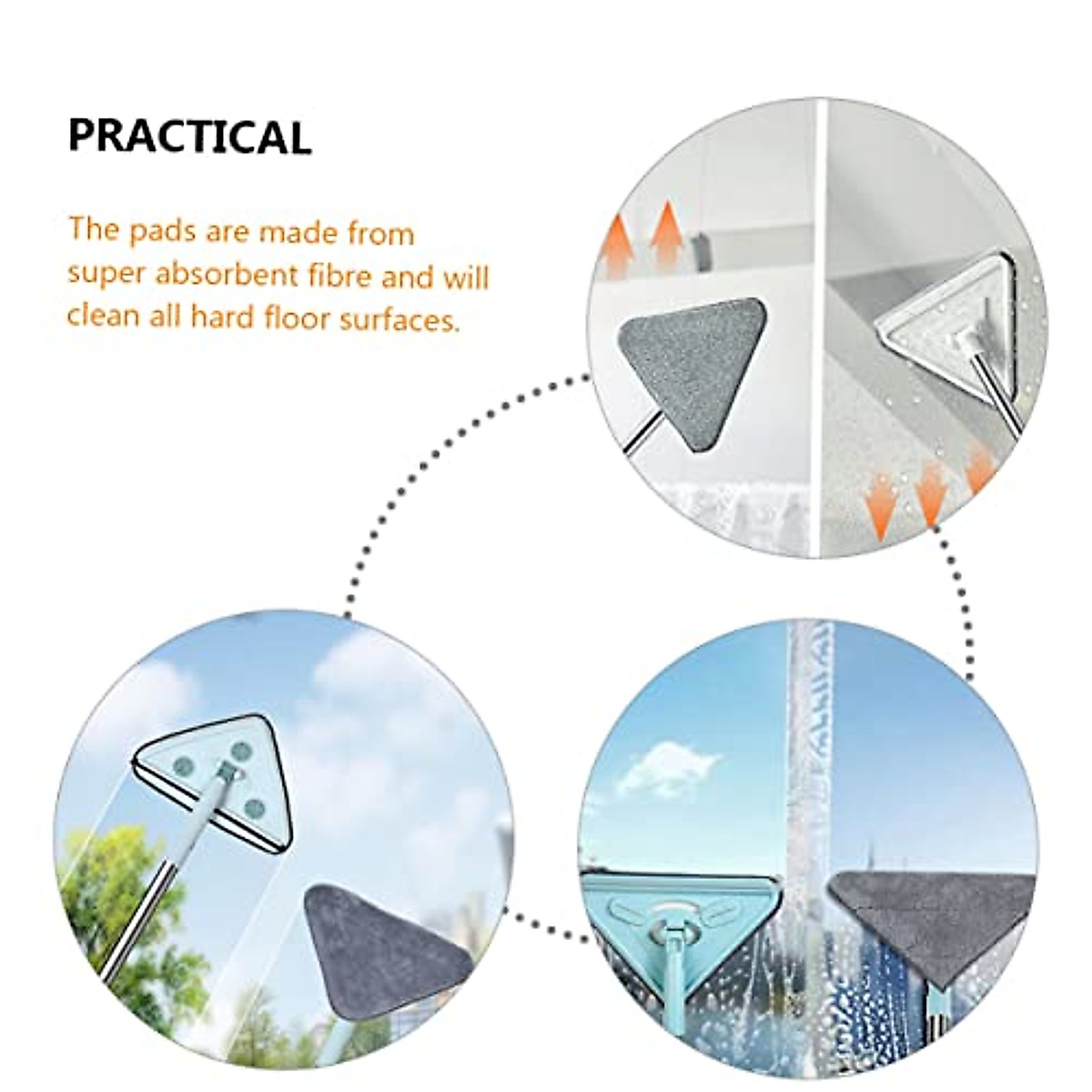 Healifty 3pcs Triangle Mop Head Mopa para Limpiar Pisos Commercial Mop Microfiber Mop Head Wall Cleaning Mop Wall Cleaner for Painted Walls Mop Head Round Mop Head Refills Car Washing Kit