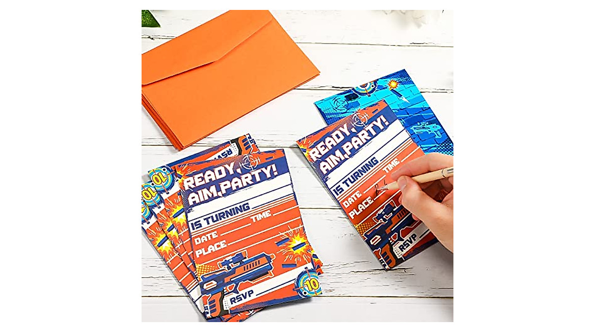 Dart War Party Invitations | 30 Pack for Kids