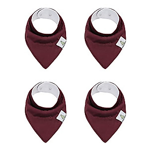 Quinton Bradley Baby 4 Pack Bandana Drool Bib Basics Solid Color (Maroon)