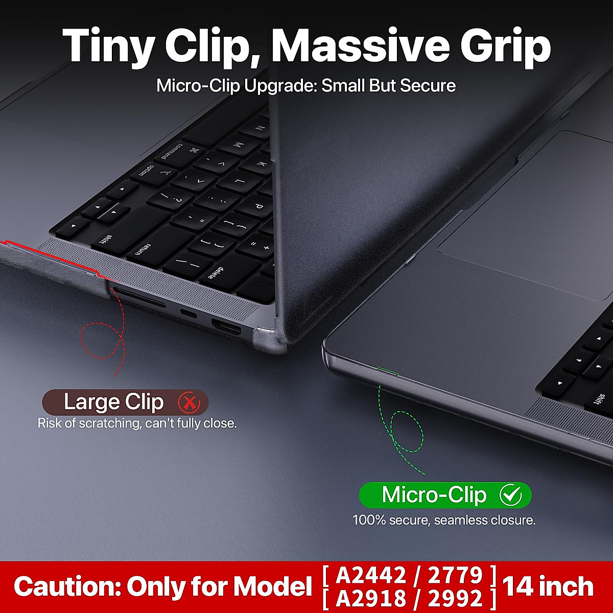 Soonjet for MacBook Pro 14 inch Case 2023-2021 M3 Pro/Max A2918 A2992 M2 A2779 M1 A2442 [100% Match Official Color] [Scientific Slim] Protective Hard Case Matte Cover for Laptop - Space Gray Clear