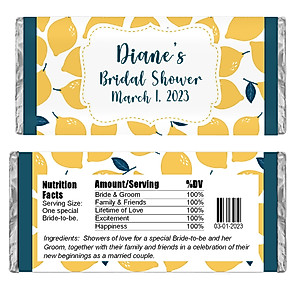 Personalized Candy Wrappers, Lemon Party Favors, Pack of 20 Custom Chocolate Bar Labels