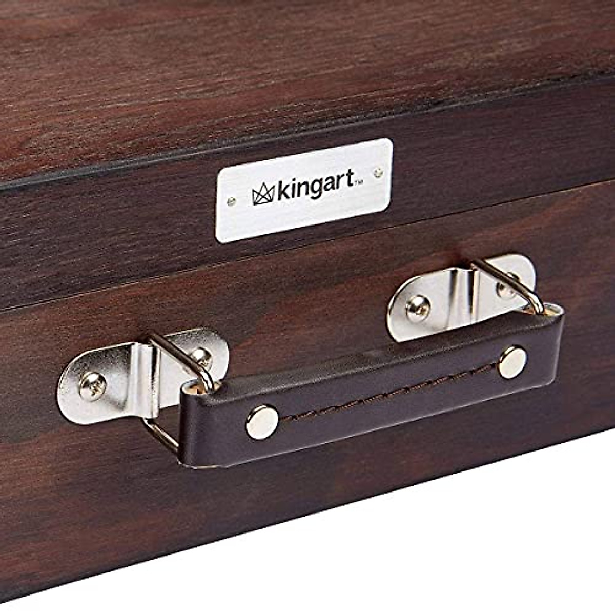 KINGART Studio Wood Art Storage Box, 2-Tier Case with 10 Dividers, Espresso Finish