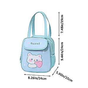 𝗖𝘂𝘁𝗲 𝗟𝘂𝗻𝗰𝗵 𝗕𝗮𝗴 Kawaii Animal Lunch Box Insulated Lunch Bag for Women Durable Reusable Tote Bag