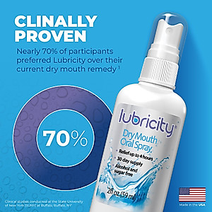 Lubricity Dry Mouth Oral Spray for Symptomatic Relief of Dry Mouth, Flavorless - 2 oz, 30 Day Supply
