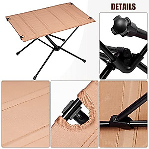 Apurioni Lightweight Folding Camping Table, Washable Fabric Compact Portable Table with Storage Bag for Outdoor, Hiking, Backpacking, Picnic, Travel, Fishing, Partio-Beige