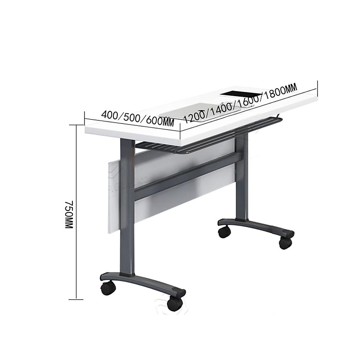 Flip Top Mobile Training Table with Modesty and Lockable Wheels, Folding Meeting Room Table Boardroom Desk for Office Conference Room(no Chair) (Color : A(Excluding Chairs), Size : 120 * 60 * 75cm)