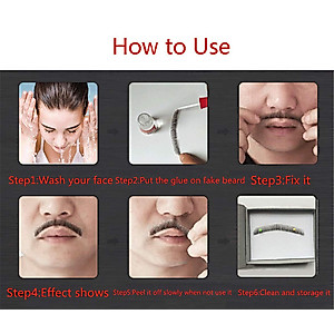 Aimeely Mens Simulation Fake beard Human Hair Mustache Makeup Cosplay Props (2#)