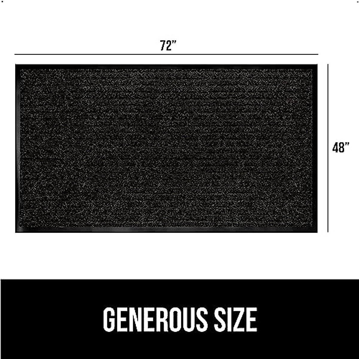 Gorilla Grip Waterproof Heavy Duty Traffic Guard Doormat, Stain and Fade Resistant Indoor Outdoor, Durable Rubber, Low Profile Door Mat, Shoe Scraper, Welcome Rug Mats for Entry, 72x48, Black