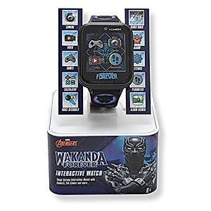 Accutime Kids Marvel Black Panther Black Educational ,Touchscreen Smart Watch Toy for Boys, Girls, Toddlers - Selfie Cam, Learning Games, Alarm, Calculator, Pedometer (Model: AVG4608AZ)