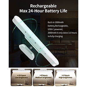 Under Counter Lights for Kitchen,1000LM 2000mAh Under Cabinet Lighting Touch Control Magnetic Closet Light Adjustable Color Temperature/Brightness Rechargeable Light for Kitchen,Shelf,Cabinet