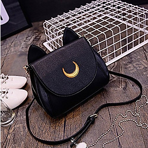 Moon Luna Cat Purses Pu Leather Gothic Purse Cosplay Moon Sailor Bag Handbags Shoulder Bags