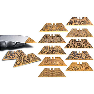 NDZ Performance Steel Blade Replacement for Berkling Utility Knife, Custom Razor Blade, Double Sided Laser Engraved Designs, Gold - We The People, Single Pack