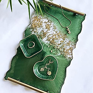 2 Size XL Resin Tray Molds Silicone with Gold & Silver Handles, Epoxy Resin Tray Mold DIY for Making Resin Tray, Crafts, Home Decorations