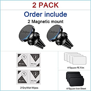 【2-PACK】Car vent Magnetic Phone Mount[ Easily Install ] Reusable Magnetic phone holder for car vent air[ Strong Magnet ] [ 360° Rotation ] Fit for iPhone 13 12 11 Pro Max Samsung & All cell phone