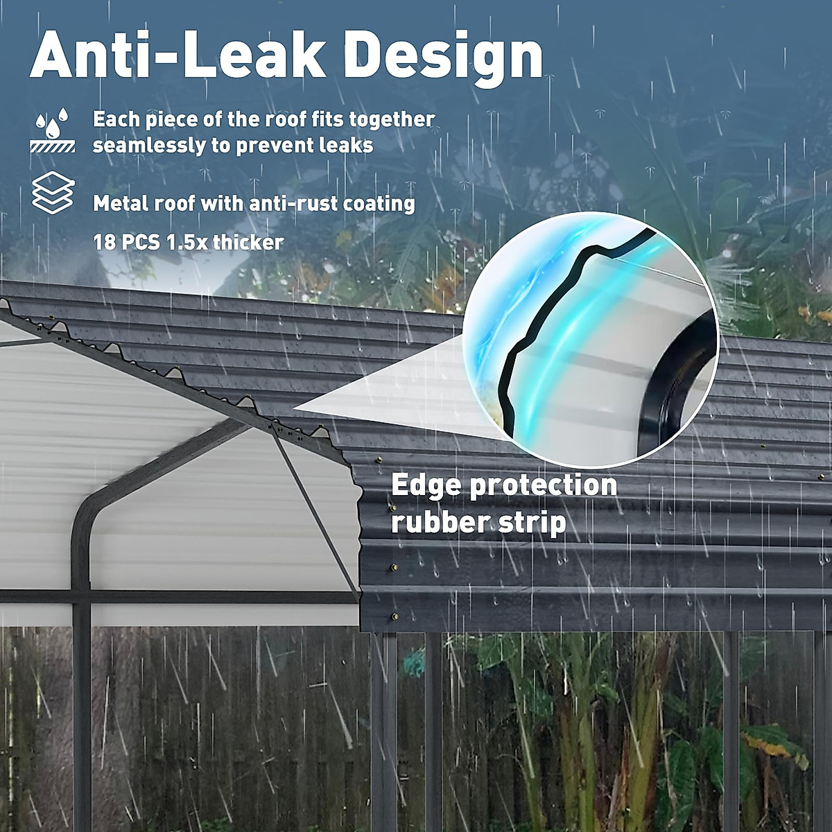 SUNBURY Carport 10 x 20 ft Heavy Duty Metal Carport Canopy with Galvanized Steel Roof, Outdoor Garage Car Shelter Shade for Car, Truck and Boats, Grey