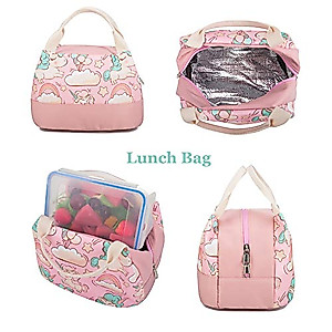 Meisohua School Backpacks Set Girls Unicorn Backpack with Lunch Bag and Pencil Case Kids 3 in 1 Bookbags Set School Bag for Elementary Preschool Water Resistant (Pink)