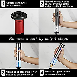 CIRCLE JOY Electric Wine Bottle Openers Set - Battery Powered Motorized Operated Cordless Automatic Corkscrew Opener Puller Kit with Attached Foil Cutter Stopper Wine Aerator Pourer, Stainless Steel