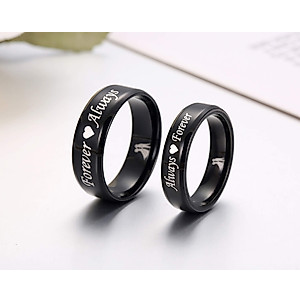Always and Forever Titanium Stainless Steel Wedding Band Set Valentine Engagement Promise Couple Ring
