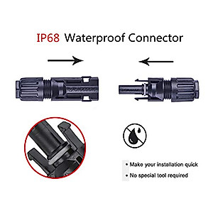 Slocable Solar Panel Connector 1500V 1000V IP68 Waterproof 50A PV Plug Tinned Copper Pins 5 Pairs (10mm2 (8AWG))
