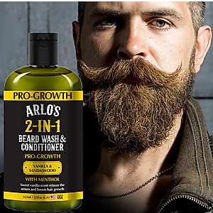 Arlo's Pro-Growth 2-in-1 Beard Wash and Conditioner - Vanilla Sandalwood with Menthol 12 oz
