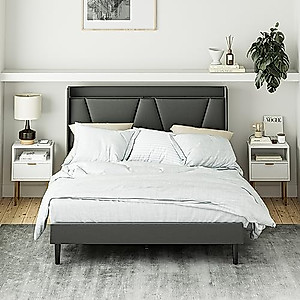 AEPOALUA Nightstand,Small Bedside Table with Gold Frame,White Night Stand,Bedside Furniture,Side Table with Drawer and Shelf for Bedroom,Living Room