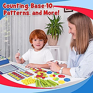 Take Home Versatile Math Manipulatives Kit for Kids Grade K-3,With Ten-Frames,Base Ten Blocks,Math Counters,Number Line,120 Number Chart,Pattern Blocks,Homeschool Supplies (Develops Early Math Skills)