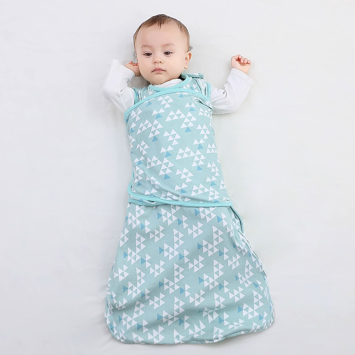 AOUHA Sleepsack Swaddle,Adjustable Wearable Baby Sleep Sack XL,Miracle Swaddle for Babies Large,100% Cotton,6-12 Months(Green)