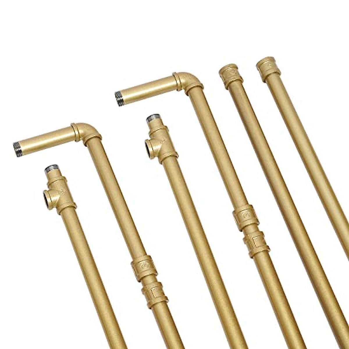 LOYALHEARTDY Wall Mount Ladder Desk Industrial Computer Desk with Shelves White and Gold Desk Writing Study Table Home Office Computer Table 3-Tier Wall Ladder Desk