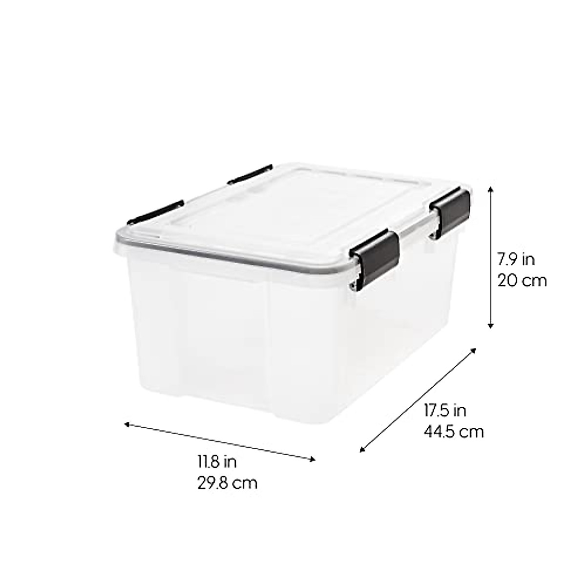 IRIS USA 19 Quart WEATHERPRO Plastic Storage Box with Durable Lid and Seal and Secure Latching Buckles, Weathertight, Clear with Black Buckles, 6 Pack