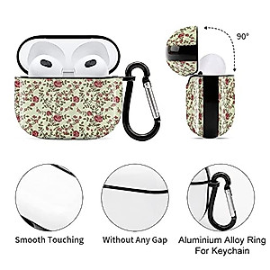 Red Rose Seamless Printed Bluetooth Earbuds Case Cover Compatible for Airpods 3 Protective Storage Box with Keychain