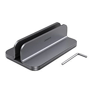JOKItech Aluminum Laptop Vertical Stand Organizer, Sturdy Laptop Computer Holder Desktop Stand Compatible with New Retina Apple MacBook Pro/Air, Mac Mini and iPad Pro - Spacegrey