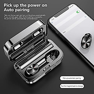 dazeni True Wireless Mini Bluetooth 5.2 Earbuds in Ear Light-Weight Headphones with Charging Case, Noise Cancelling Sport Earphones Built-in Mic IPX5 Waterproof Premium Sound Bass Headset
