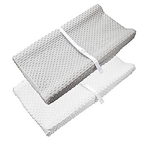 Changing Pads Covers, Ultra Soft Plush Changing Table Covers Breathable Changing Table Changing Pad Covers Suit (White+Gray)