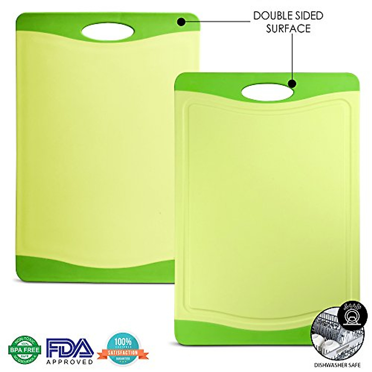 Raj Plastic Cutting Board Reversible Cutting board, Dishwasher Safe, Chopping Boards, Juice Groove, Large Handle, Non-Slip, BPA Free (Extra Large (17.4" x 11.81"), Lime Green)