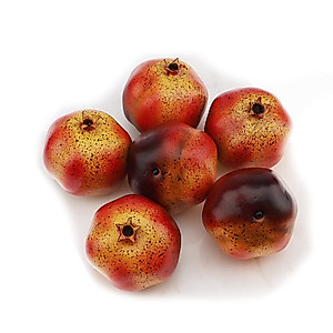 Woration 6 PCS Artificial Pomegranates Fake Realistic Simulation Fruits Vivid Pomegranates for Home Ornament Fruit Desk Office Restaurant Decorations & Props