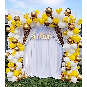 116 Pieces Yellow Balloons, Balloon Garland Arch Kit, Yellow White and Gold Balloons for Baby Shower Honeybee theme Wedding Birthday Graduation Anniversary Globos Para Fiestas Party Decorations
