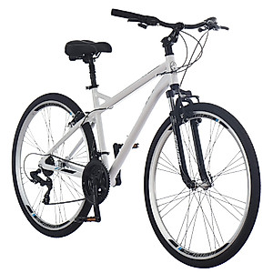 Schwinn Network 3.0 Hybrid Bike, Men and Women, 700c Wheels, 21-Speed, 18-Inch Aluminum Frame, Front Suspension, Alloy Linear Pull Brakes, White