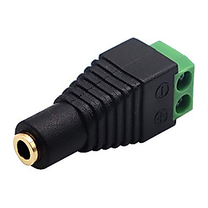 AAOTOKK 3.5mm Screw Terminal Gold Plated 3.5mm (1/8") TS Mono Female to 2 Pin Female Screw Terminal AUX Headphone Balun Solderless Converter Adapter(5-Pack/Female)