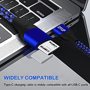 DYUF Micro USB Cable,Android Charger Cable, [3PCS 3.2ft 4.9ft 6.5ft] 3.1A Fast Charger Cord, Blue Braided USB Cable, Compatible with Samsung Galaxy S7 Edge S6 S5, Android Phone, etc