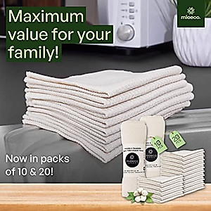 mioeco 10 Pack Kitchen Paper Towels Washable - Super Absorbent Natural Paper Towels - Natural Cotton - Reusable, Absorbent, Paperless Kitchen Dish Cloths - 100% Organic Cotton Dish Towels