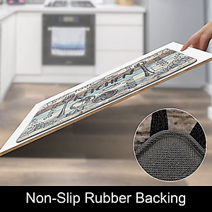 HEBE Anti Fatigue Kitchen Rug Set of 2 Non Slip Cushioned Kitchen Mats for Floor Waterproof Comfort Kitchen Rugs and Mats Farmhouse Chef Mats Floor Carpet for Sink,Laundry Room
