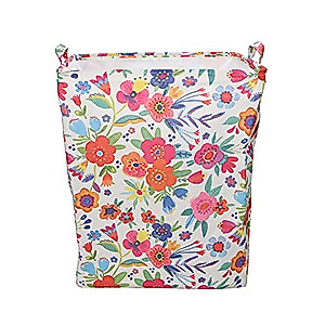 Yodo Collapsible Laundry Baskets-Large Foldable Laundry Hampers Freestanding Clothes Toy Storage Organizer with Waterproof Lining and Drawstring Closure,Flower