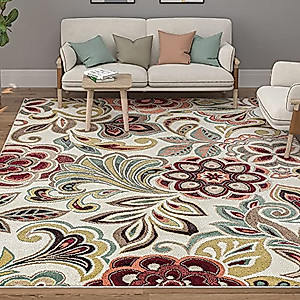 Dilek Transitional Floral Ivory Rectangle Area Rug, 8' x 10'