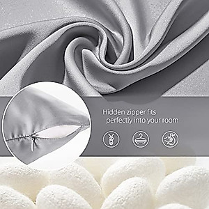 Silk Pillowcase for Hair and Skin Mulberry Silk Pillowcase Soft Breathable Smooth Both Sided Natural Silk Pillowcase with Zipper Beauty Sleep Silk Pillow Case 1 Pack for Gift (Standard, Silver Gray)