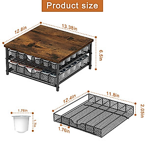 Coffee Pod Holder For Counter, Coffee Pod Drawer for K Cup Storage Drawer Holder, 72 Capacity Pods Storage Organizer for K Cups Capsule Storage with Sliding Baskets for Coffee Station, Black